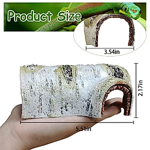 Hamiledyi Reptile Hides and Caves Bearded Dragon Log Hide Snake Hideaway Wood Shape Gecko Hideout Hut Resin Birch Bark Tank Decor for Lizard Ball Python Turtle Spider