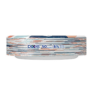 Dixie Everyday Paper Plates, 6 7/8", Dessert or Snack Size Printed Disposable Plates, 50 Count (Pack of 1
