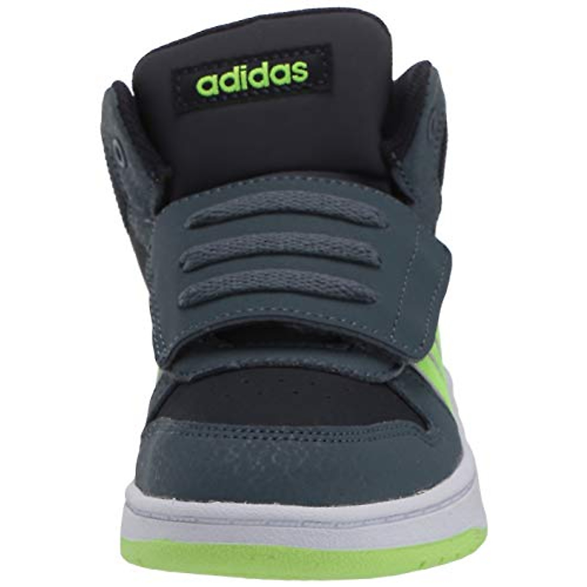 adidas Boy's Hoops 2.0 Mid Basketball Shoe, Ink/Green/Legacy Blue, 5.5 Little Kid