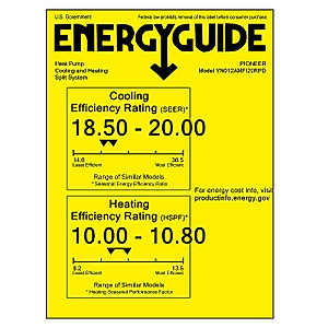 Pioneer Air Conditioner WYS012A-20 Wall Mount Ductless Inverter+ Mini Split Heat Pump, 12000 BTU-110/120V