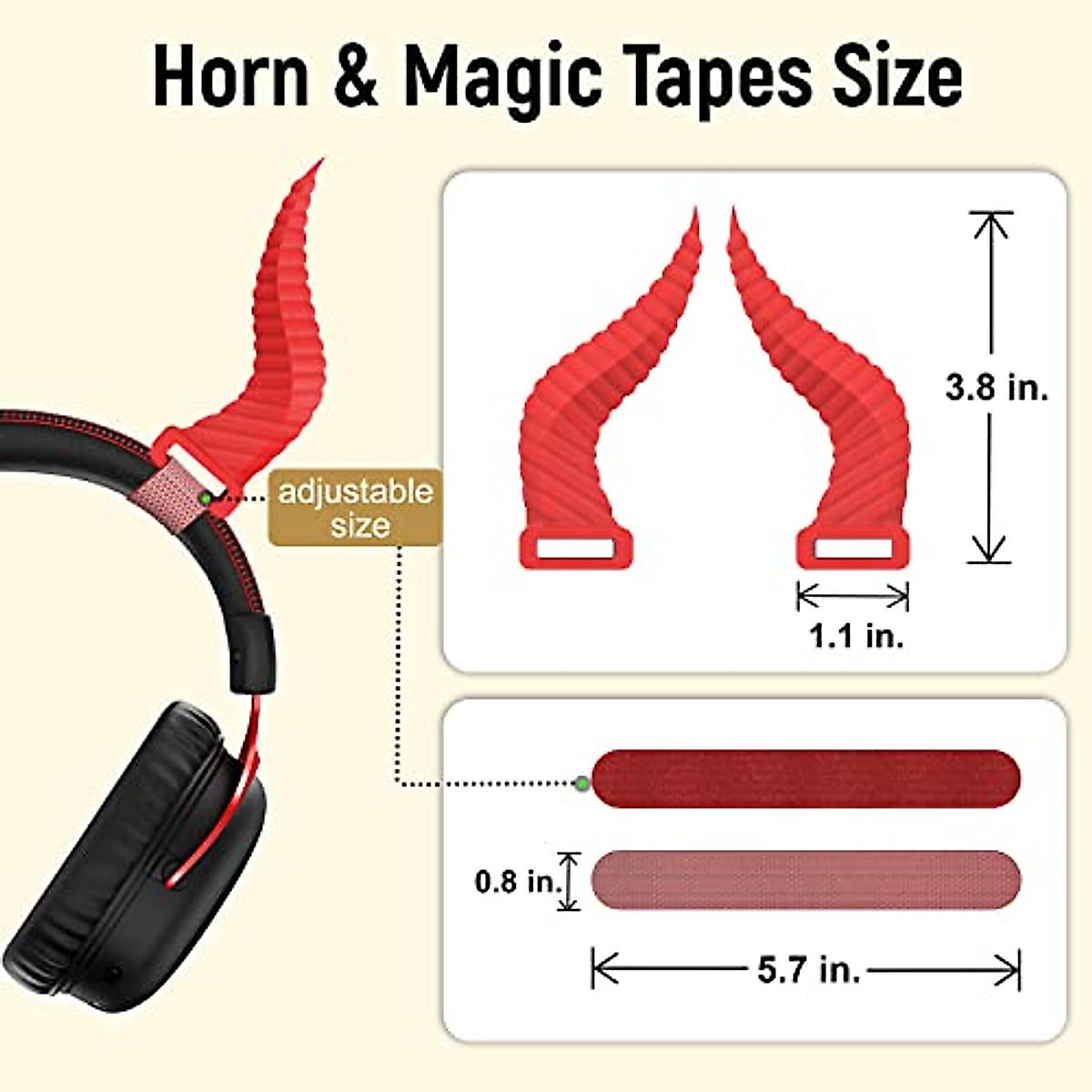 TOLUOHU Cool Horn Headphone Attachment for All Over-Ear Headphones, Cosplay Photo Gaming Headset Props for E-Sports Gamers & Audio Anchors with Adjustable Accessories ( Red )