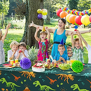 Tudomro 3 Pieces Dinosaur Plastic Party Tablecloth Dinosaur Birthday Table Cover Decorations Disposable Dinosaur Table Cover for Kids Boy Birthday Classroom Party Supplies, 54 x 108 Inch