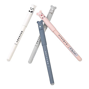 8pcs Cute Kawaii Cartoon Cat Pig Bear Panda Animal Gel Ink Pen Ballpoint 0.35mm Student Pens Rollerball Pens For Student Gift Stationery Office Supplies, Erasable Pen Friction Erasable Pen (Black Ink)