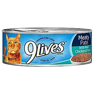 9Lives Meaty Paté With Real Chicken & Tuna Wet Cat Food, 4/5.5-Ounce Cans (Pack Of 6)