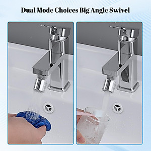 Hibbent Dual-function Metal Faucet Aerator, 2-Flow Big Angle Rotate Kitchen Sink Aerator 360 Degree Swivel Sink Sprayer Attachment, 55/64 Inch Female Thread, Chrome