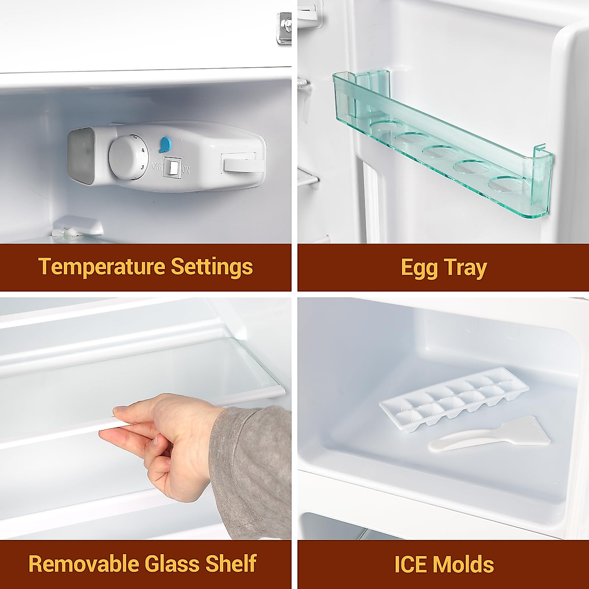 HOPDAY FLS-80G-cream Retro Compact Refrigerator, Cream