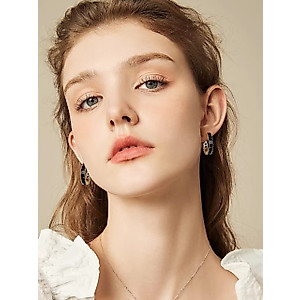 GLOQUAT CZ Gold Black Hoop Earrings 14K Gold Plated Hoop Earrings for Women Vintage Black Cubic Zirconia Hoop Earrings Fashion Round Circle Hoops Earrings for Women 25mm