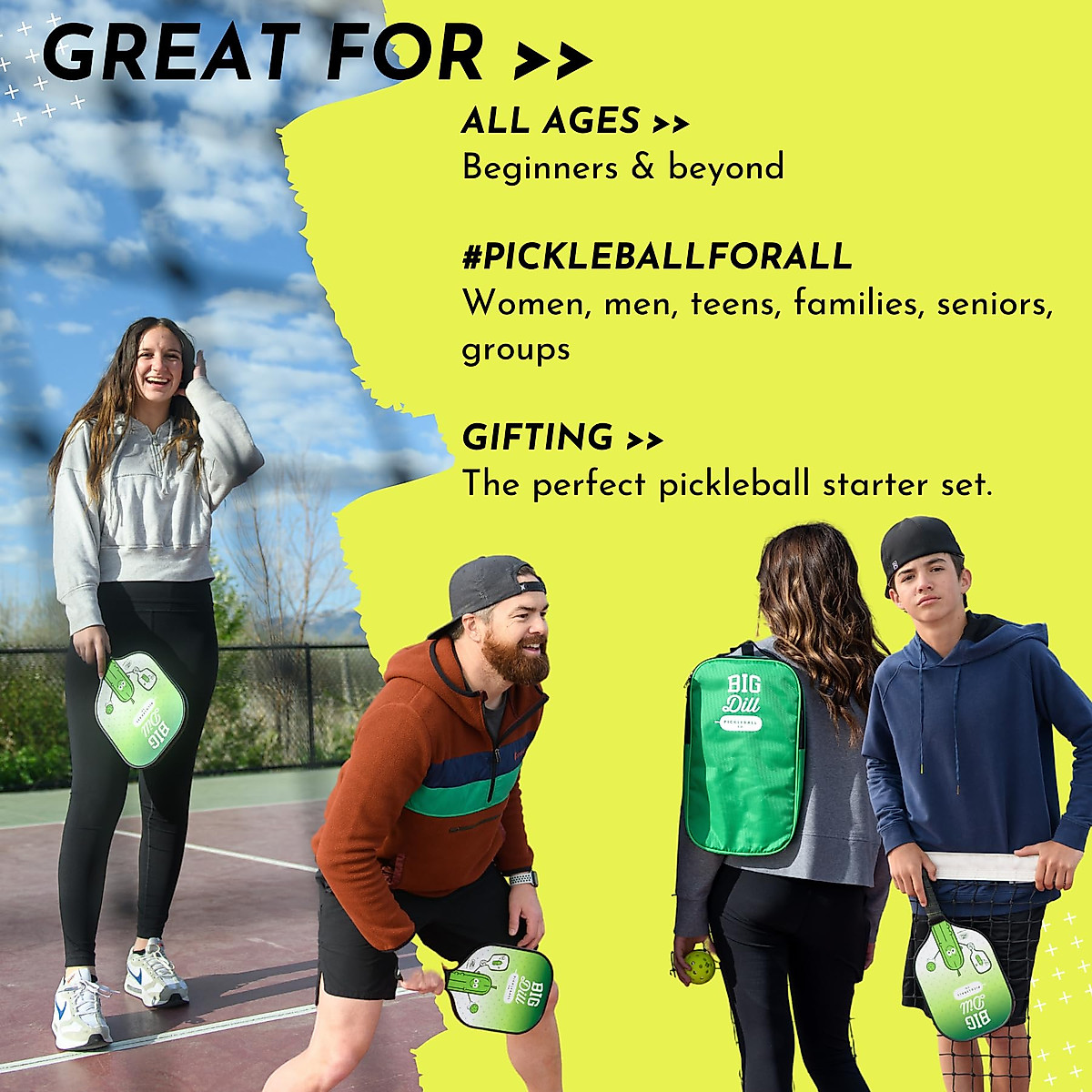 Big Dill Pickleball Original Pickleball Paddles Set of 2 USAPA Approved Pickleball Paddle Set | 2 Carbon Fiber Paddles with Covers, 2 Outdoor Pickleball Balls & Bag for Pickle Ball Paddle Set
