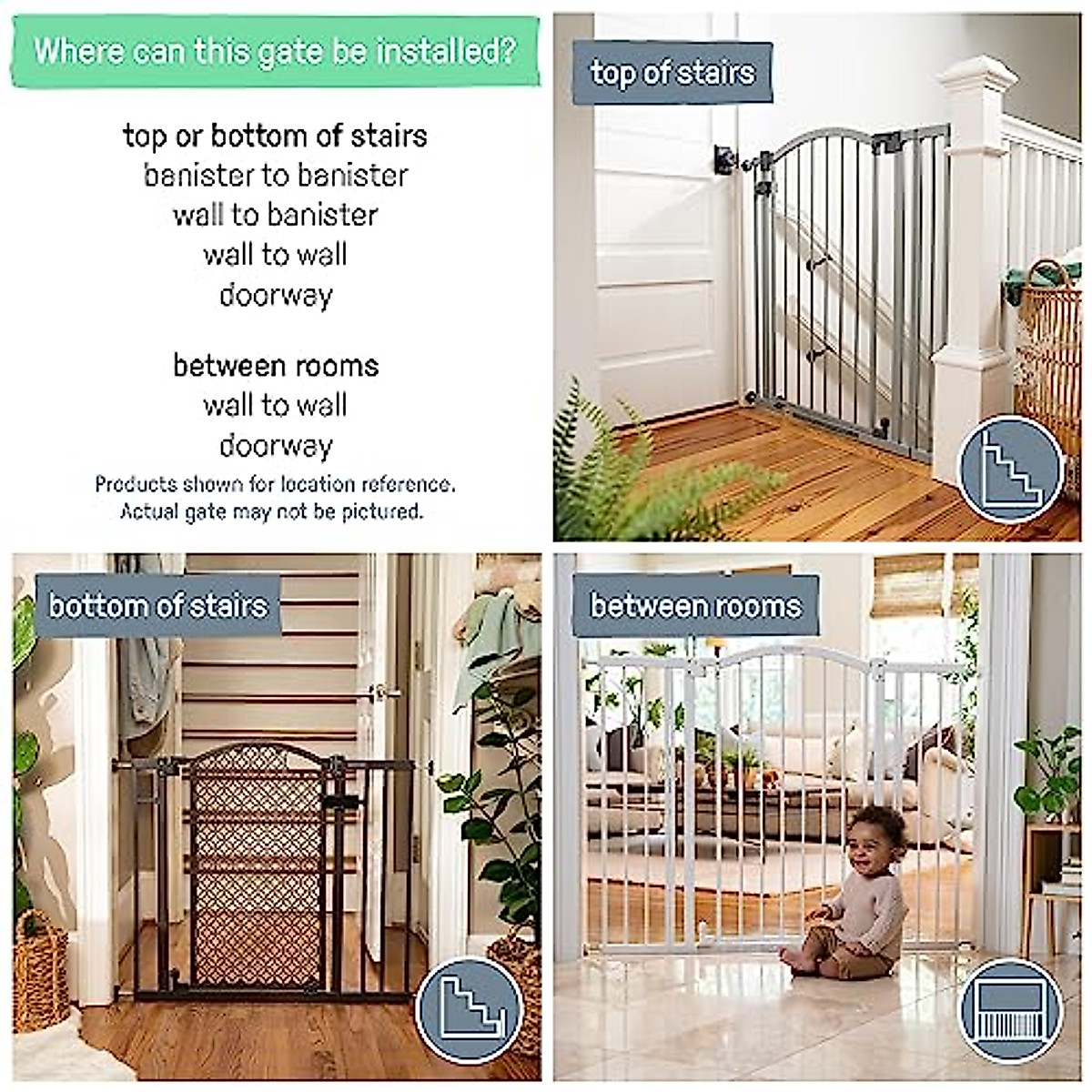Summer Modern Home Walk-Thru Safety Pet and Baby Gate, 28"-42" Wide, 30" Tall, Pressure or Hardware Mounted, Install on Wall or Banister in Doorway or Stairway, Auto Close Door - Espresso