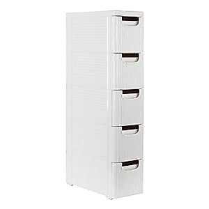 Storage Cabinets 5-Tire Rolling Cart Organizer Unit with Wheels Narrow Slim Container Storage Cabinet for Bathroom Bedroom