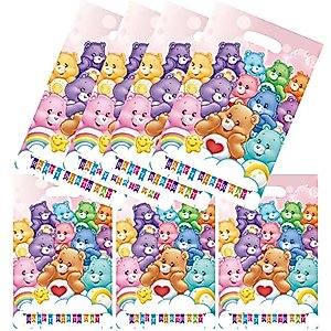 RATHIRA 40 pcs Rainbow Carebear Party Bags Treat Candy Goodie Bags Care Bears Gift Bags Party Supplies for Cute Bears Themed Party Set Bags