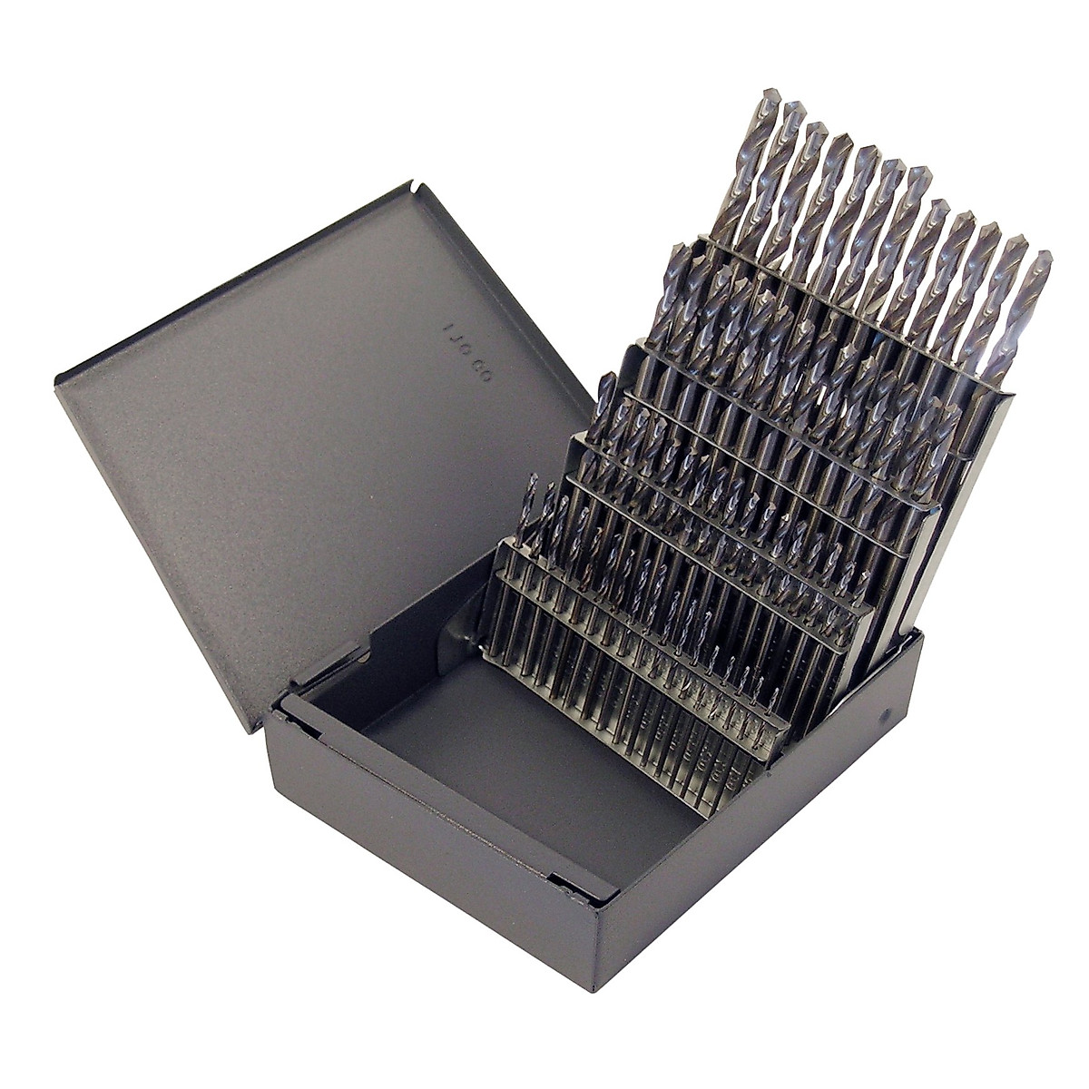 Chicago Latrobe 157 Series High-Speed Steel Short Length Drill Bit Set with Metal Case, Bright Finish, 118 Degree Conventional Point, Wire Size, 60-piece, #60 - #1