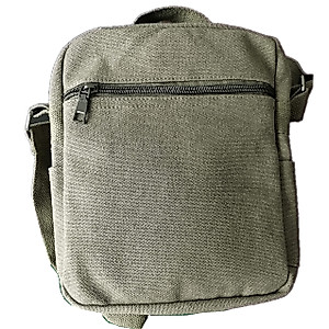 CR Canvas Small messager Mini shoulder bag Travel purse with strap adjustable cellphone key bag (Army green) sling bag everday use bag with slutch and eaphone line hole on the bag