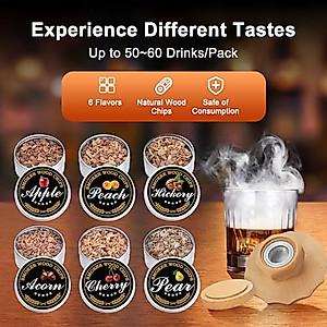 Cocktail Smoker Kit with Torch, Whiskey Smoker Kit with 6 Flavors Wood Chips, Old Fashioned Bourbon Drink Smoker Infuser Kit, Fathers Day Birthday Gifts for Men, Dad (No Butane)