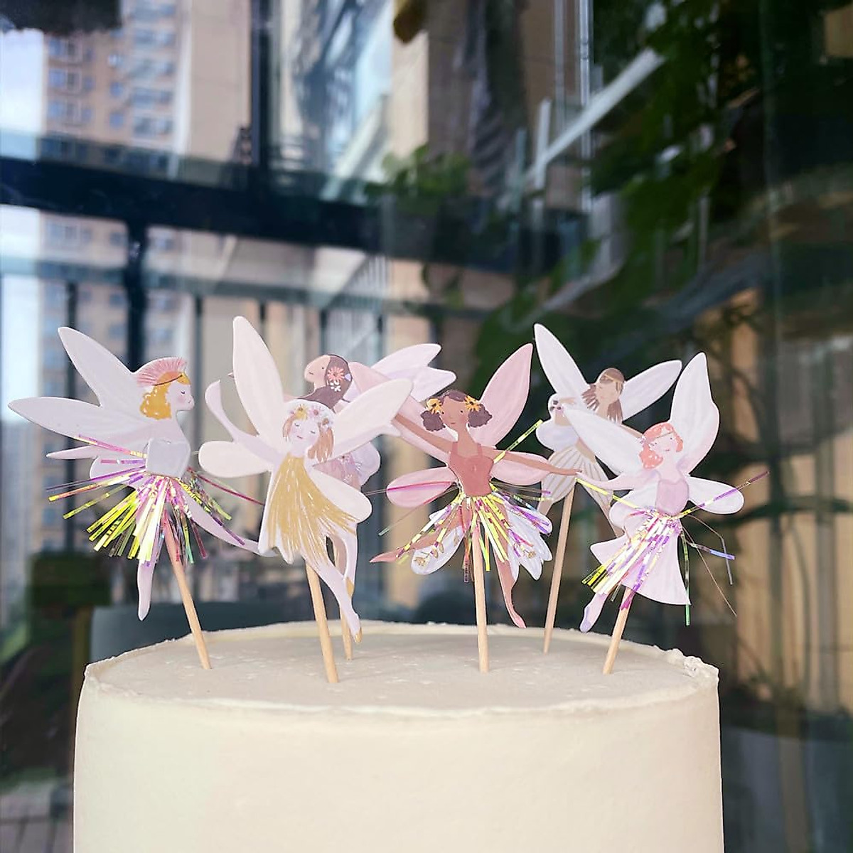 SAMOKA Fairy Cupcake Topper,24 PCS Birthday Party Cupcake Topper,Fairy Theme Party Decoration,Wing Angel Fairy Cake Topper,Ballet Dancer Cake Decorations,Baby Shower Supplies Fairy Wedding Decorations