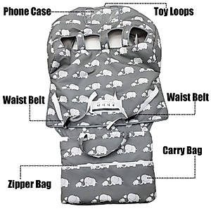 Twin Double Shopping Cart Cover for Baby Siblings with Carrying Case. Fit Wholesale Warehouse Grocery Stores Like Costco SAMS Club (White Elephant)