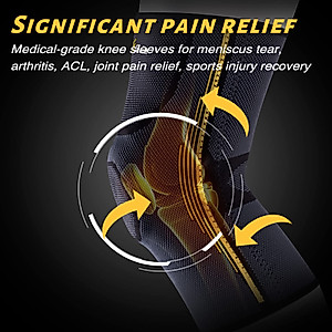 Glofit Professional Knee Brace, Compression Knee Sleeve with Patella Gel Pad & Side Stabilizers, Knee Support Bandage for Pain Relief, Medical Knee Pad