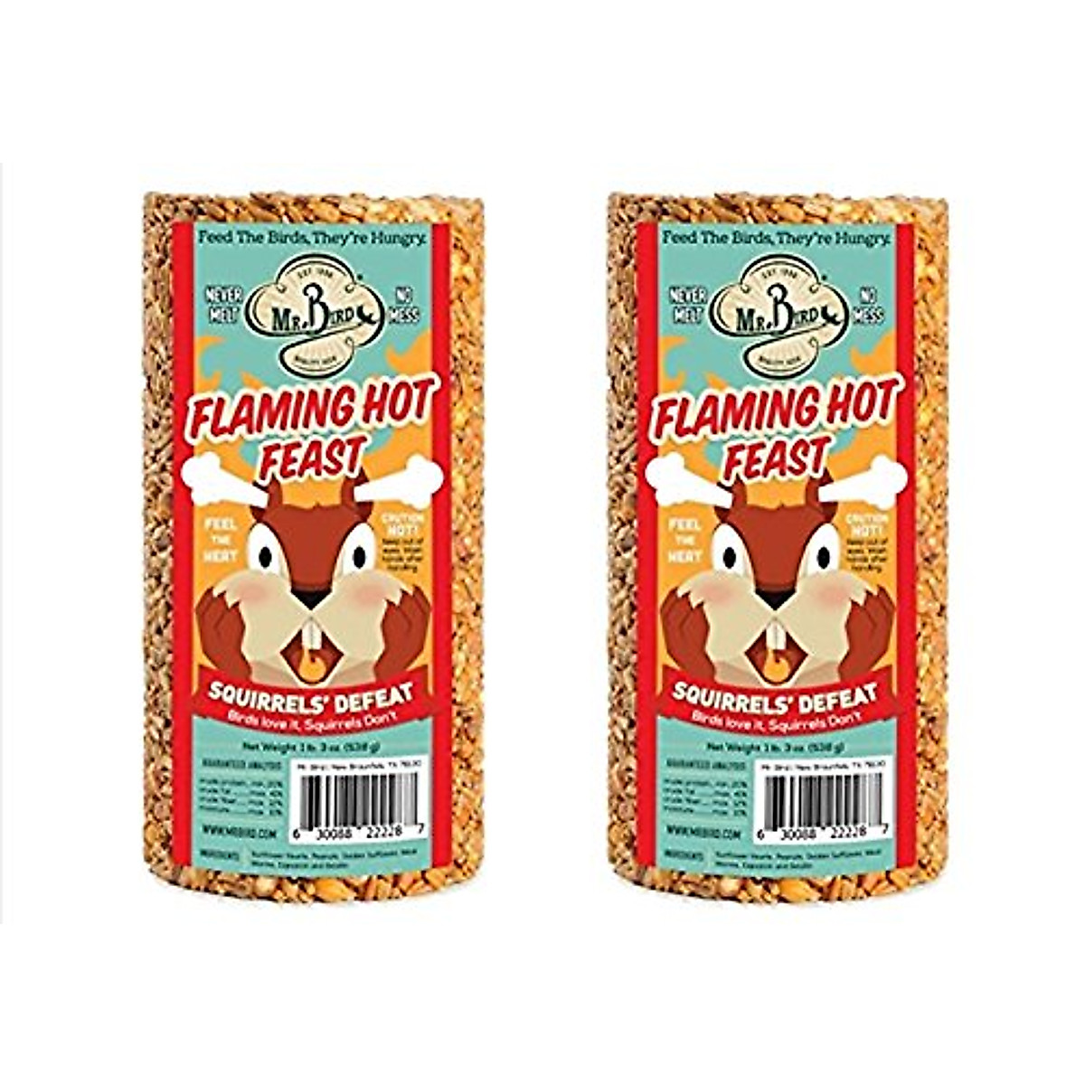 2-Pack of Mr. Bird Flaming Hot Feast Small Cylinder 19 oz.