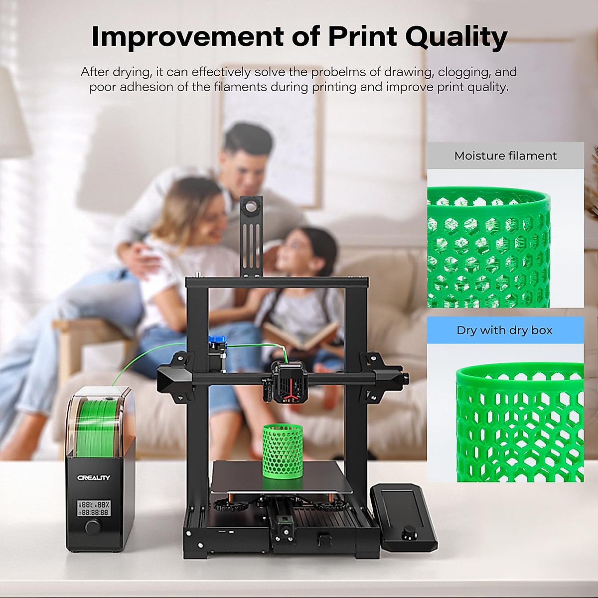 Creality Filament Dryer Box 2.0 Dehydrator Storage Drier Machine with 24h Timer Adjustable 45-65℃ Filament Spool Holder Keep Materials Dry During 3D Printing for 1.75/2.85/3.0 PLA,PETG,ABS,TPU