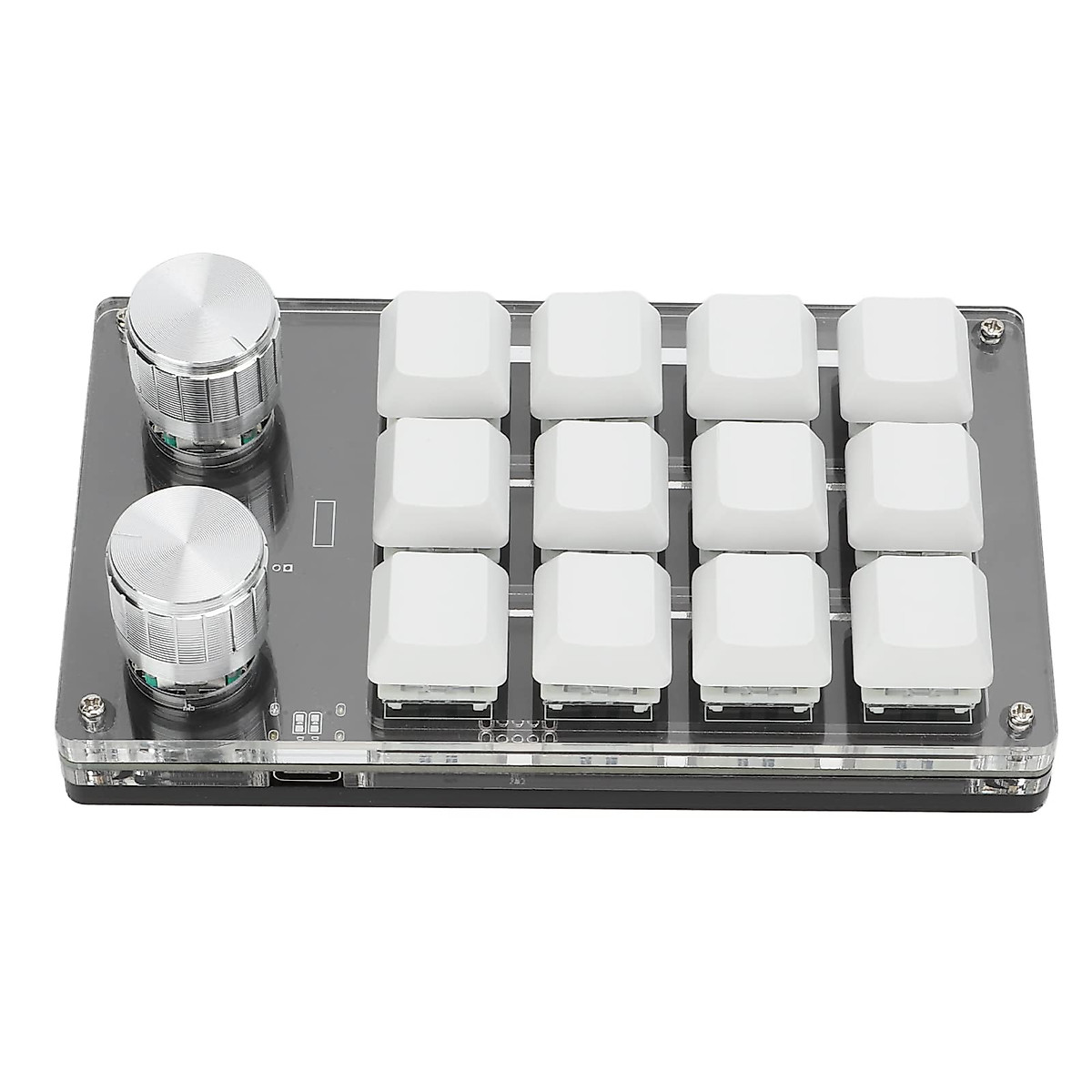 KUIDAMOS 12 Key Mini Mechanical Gaming Keyboard,Macro Keyboard Knob with Type C to USB Interface Mini One-Handed Mechanical Gaming Keypad One-Click Start for Linux OS X(White)