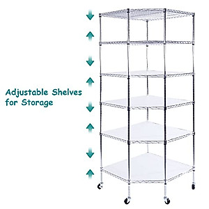 BELANITAS 6 Shelf Corner Wire Shelf Corner Metal Shelf Storage Steel Shelves for Storage Unit Metal Shelf Wire Rack, 26.77" L x 26.77" W x 70.87" H,Silver
