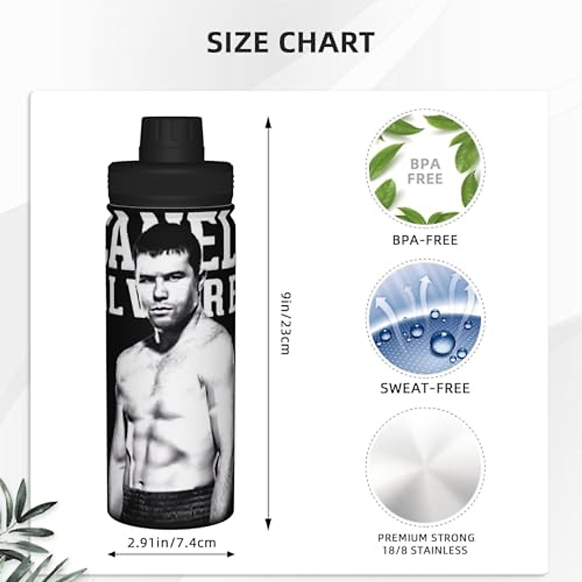 Eevikion Canelo of Alvarez Stainless Steel Insulated Tumbler Sports Water Bottle Hot and Cold Travel Cup 18oz