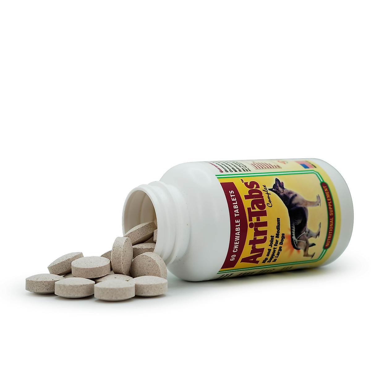 Artri-tabs Complex Dietary Supplement by Interfarma Corp | Cartilage Protection, Reduce Inflammation, & Joint Support for Dogs | with Glucosamine, Collagen, & MSM | Beacon Flavor | 60 Tablets.