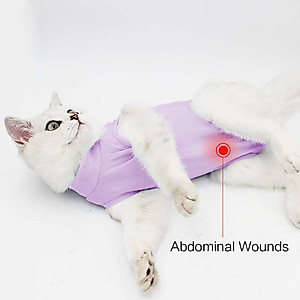 LIANZIMAU Cat Surgery Recovery Suit for Surgical Abdominal Wounds Home Indoor Pet Clothing E-Collar Alternative for Cats After Surgery Pajama Suit