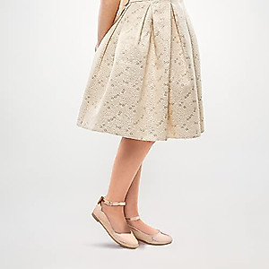 Bigwow Girls Gold Dress Shoes Mary Jane Princess Shoes for School Uniform Wedding Church Party Ballerina with Ankle Strap Big Kids Size 2