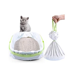 PETOCAT Cat Litter Liners Large, Jumbo Drawstring Extra Durable Pet Cat Pan Liners Extra-Thick Kitty Litter Box Bag-24 Count 36" x 19"