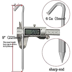 AAGUT Tent Stakes, 25 Pack 9 Inch Camping Tent Pegs, Metal Garden Edging Fence Hooks, Heavy Duty 6 Ga Galvanized Yard Camping Stake for Tarp, Inflatable, Outdoor Christmas Decorations
