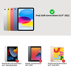 JUQITECH iPad 10th Generation Case with Keyboard 2022 10.9inch - 7Colors Backlit Wireless Rechargeable Detachable Keyboard, Flip Stand Keyboard Cover Case with Pencil Holder for New iPad 10th Gen 2022