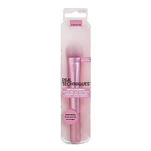 Real Techniques Light Layer Highlighter Makeup Brush, For Cream & Powder Highlighter, Controlled, Long Lasting Coverage, Tri Layer Cruelty Free Bristles, Pink, 1 Count