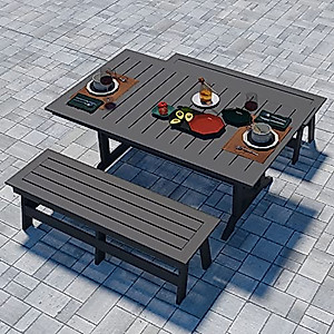 LyuHome Outdoor Long Bench for Dining Table, Dining Bench Indoor Outside Rustic Bench Waterproof Christopher Knight Bench for Front Porch Locker Room Garden (Grey)