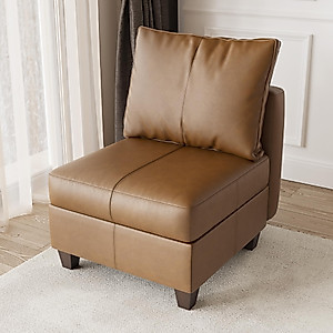 EASE MOOSE Middle Module Seat for Modular Sofa, Faux Leather Armless Chair Sectional Sofa Couch with Storage