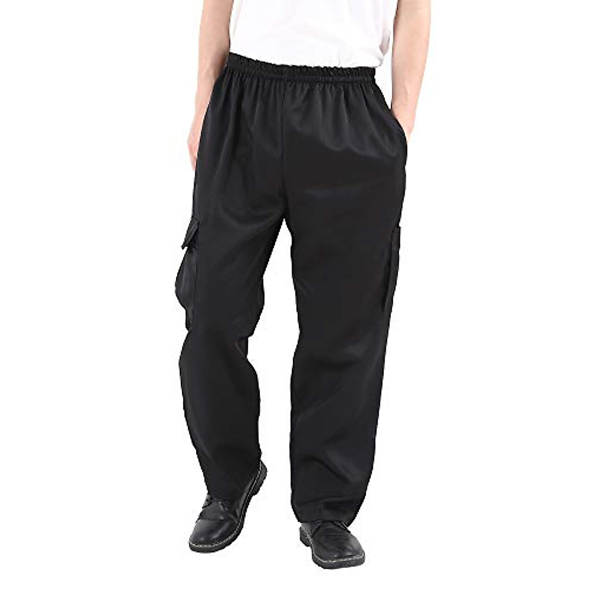 Men's and Women's Black Baggy Chef's Pants Floral Restaurant Work Pants and Kitchen Uniform Cargo Style Chef Pants M