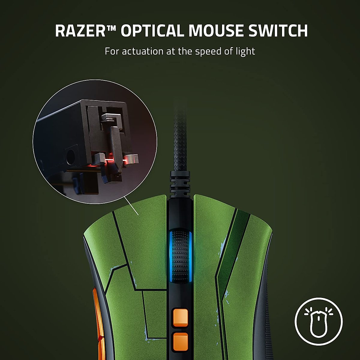 Razer DeathAdder V2 Gaming Mouse: 20K DPI Optical Sensor - Fastest Gaming Mouse Switch - Chroma RGB Lighting - 8 Programmable Buttons - Ergonomic Shape - Halo Infinite Edition