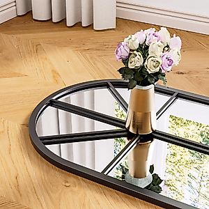 OGCAU Arched Full Length Mirror 65"x22", Floor Mirror Full Length, Full Body Mirror, Wall Mirror Full Length, Arched Wall Mirror for Bedroom, Dressing Room, No Stand, Iron Frame - Black