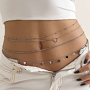 Gold Waist Chain Layered Belly Chain Dainty Boho Body Chain Jewelry for Women Snake Belly Chains Summer Outfits for Women Body Jewelry Gifts