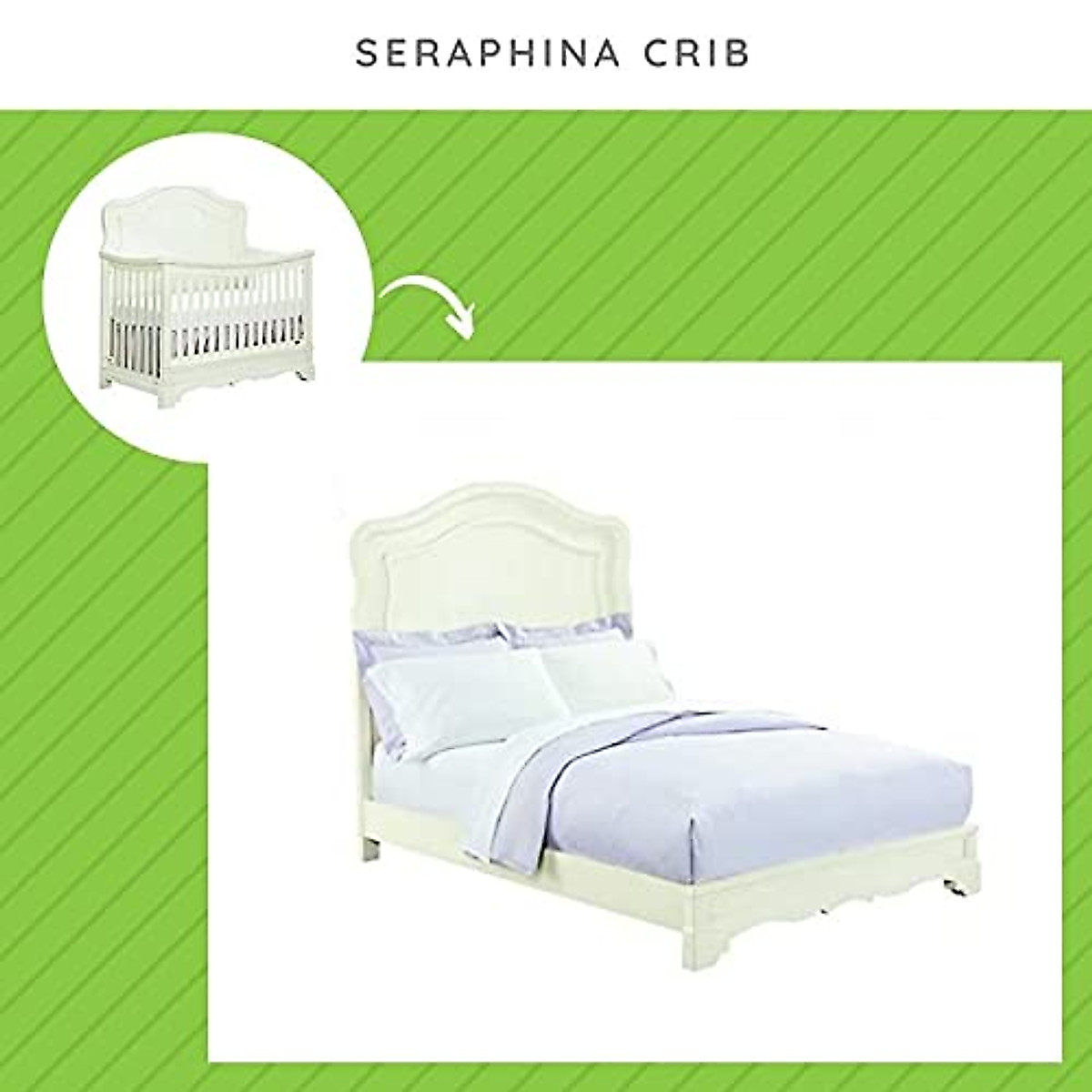 CC KITS Full-Size Conversion Kit Bed Rails for Select Bassett Baby Cribs (Pearl)