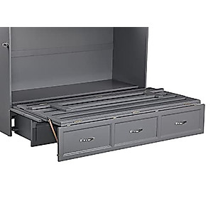 AFI Deerfield Murphy Bed Chest with Charging Station, Queen, Grey