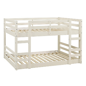 Walker Edison Alexander Classic Solid Wood Stackable Jr Twin over Twin Bunk Bed, Twin over Twin, White
