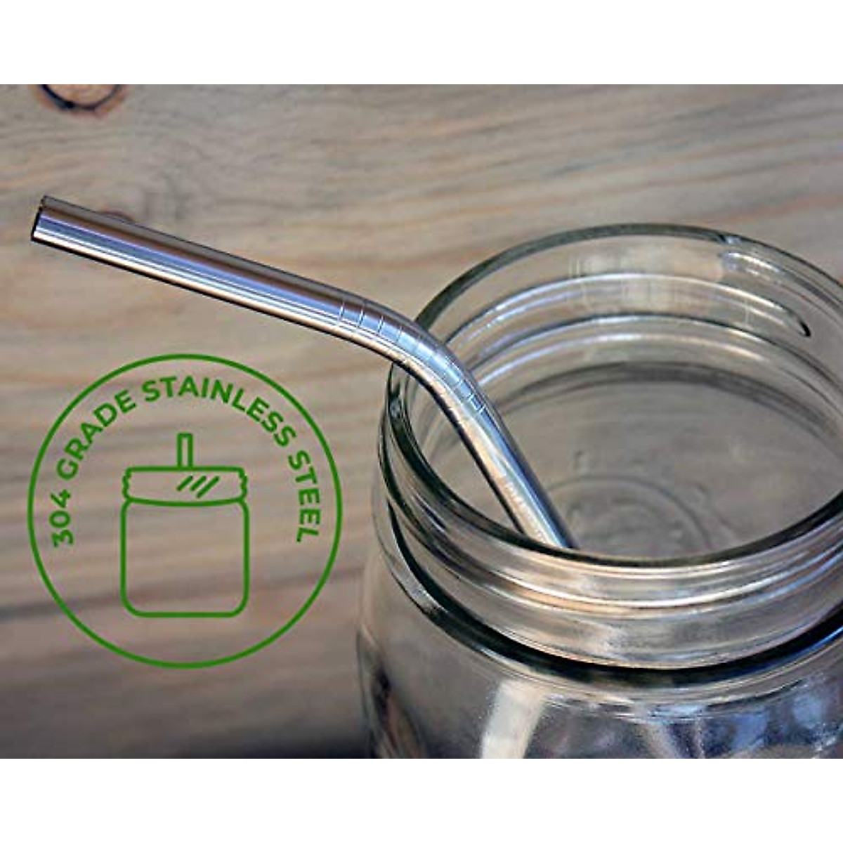 Short Thin Bent Stainless Steel Straws for Cocktail Glasses, Small Cups, or Half Pint Mason Jars (4 Pack + Cleaning Brush + Cloth Bag)