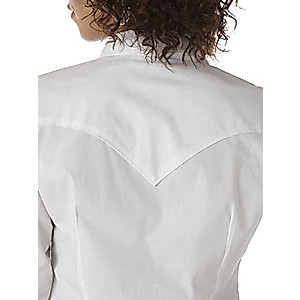 Wrangler Women's Western Two Pocket Snap Shirt, White, Large