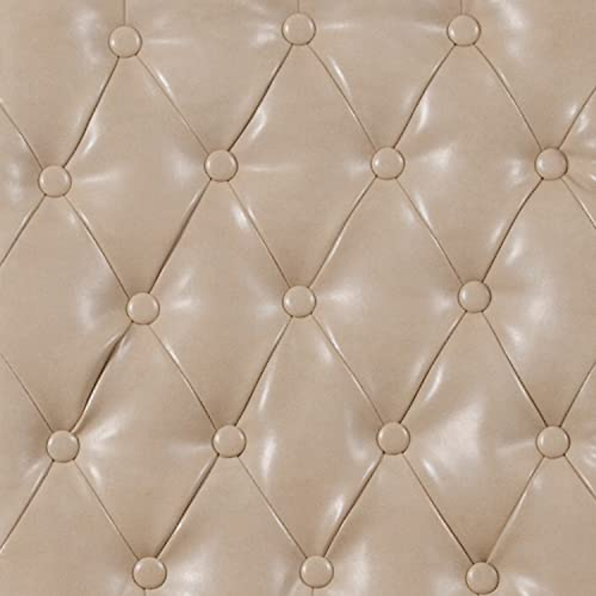 Flash Furniture Set of 4 Hercules Series Beige LeatherSoft Parsons Chairs with Rolled Back, Accent Nail Trim and Walnut Finish