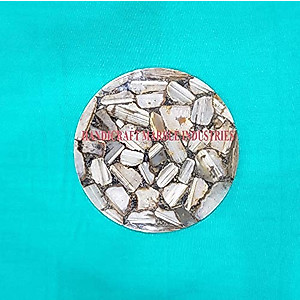 15" Inch Round Brown Grey Agate Coffee Table with Hair Pin Style Metal Base, Agate Table, Stone Coffee Table, Agate Table Top, Agate Round Coffee Table, Agate Side Table Home Decor