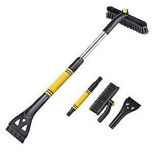 LivTee 32" Snow Brush and Ice Scrapers for Car Windshield, Extendable Car Snow Accessories with Foam Grip, Brush Supports 360 Degree Rotation, Car Winter Removal Tool for Cars, Trucks, SUVs