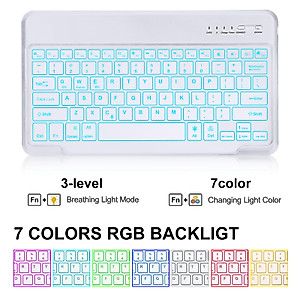 Samsung Galaxy Tab S7 FE/S8 Plus/S7 Plus Case with Keyboard 12.4 Inch - Smart Folio Case with S Pen Holder, 7 Colors Backlight Detachable Wireless Keyboard for Tab S7 FE 2021/S8+ 2022/S7+ 2020, Blue