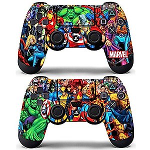 Vanknight Skin Covers Vinyl Stickers Cover Heroes Wrap for PS4 Controller Remote Skin Super Heroes (2 Pack)