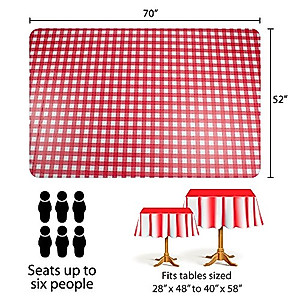 Red and White Vinyl Table Cloth with Flannel Backing by Pudgy Pedro's Party Supplies